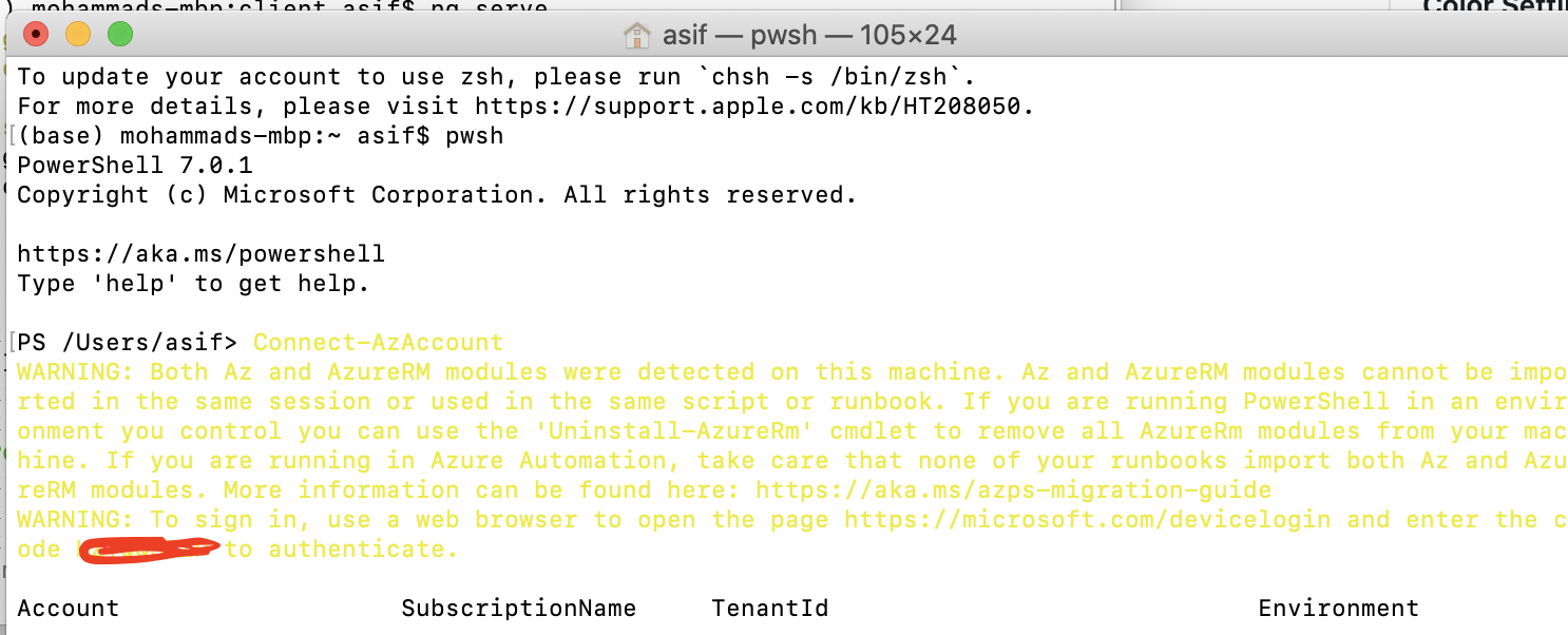 Powershell on Mac and Connect to Azure – BLOG