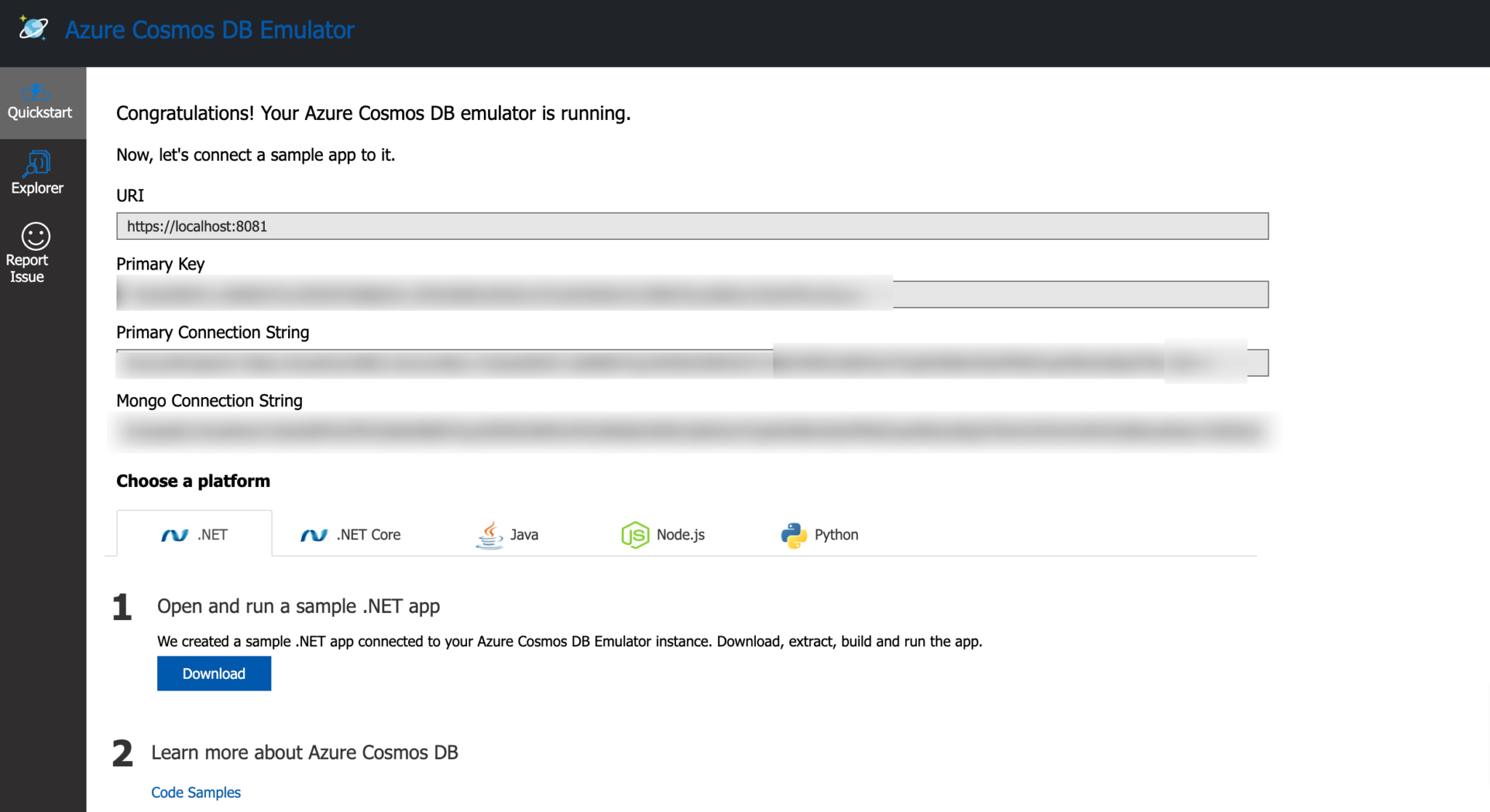 Run CosmosDB emulator locally using docker – BLOG