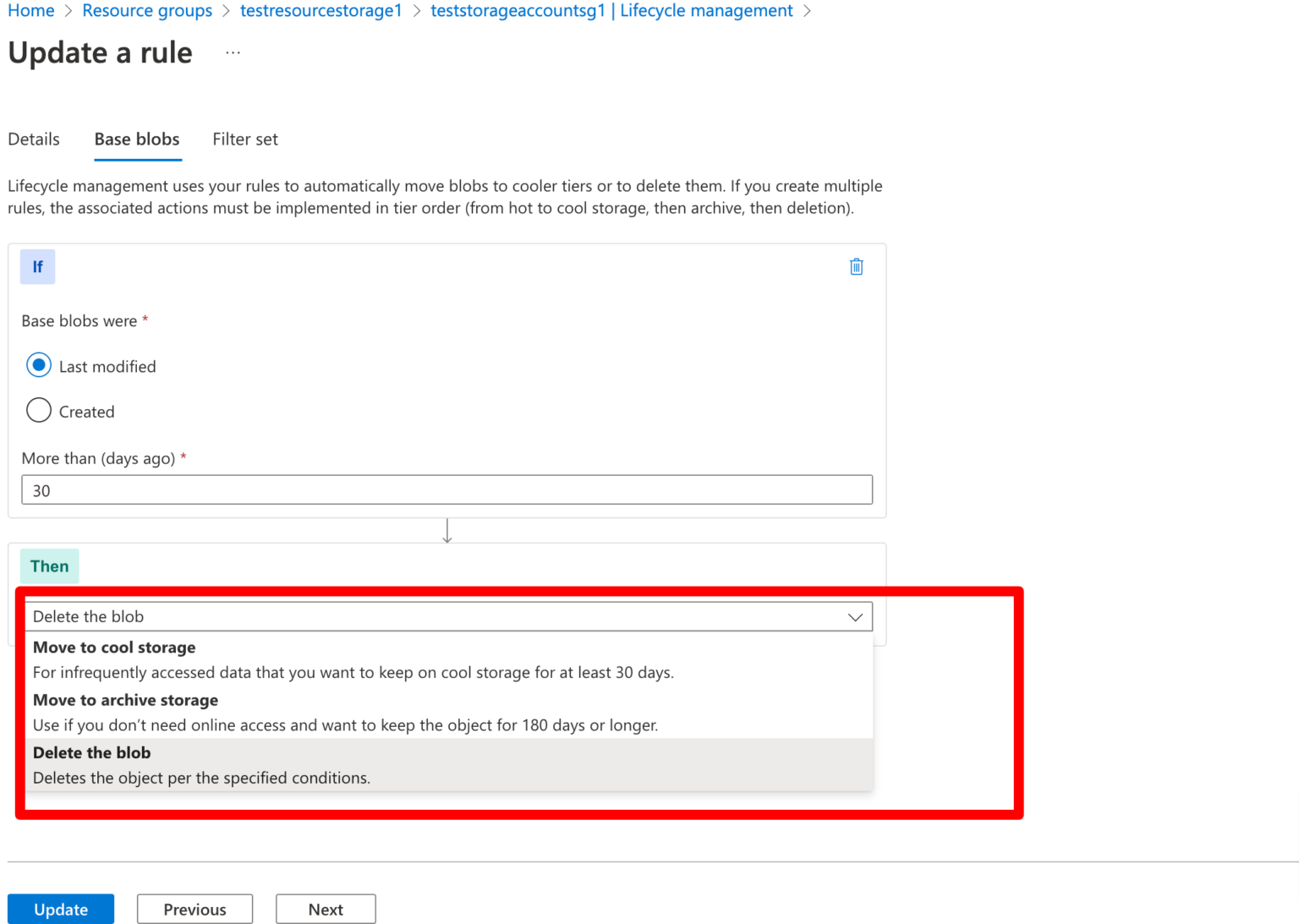 Expire Data Based On Age In Azure Blob Storage Blob Lifecycle
