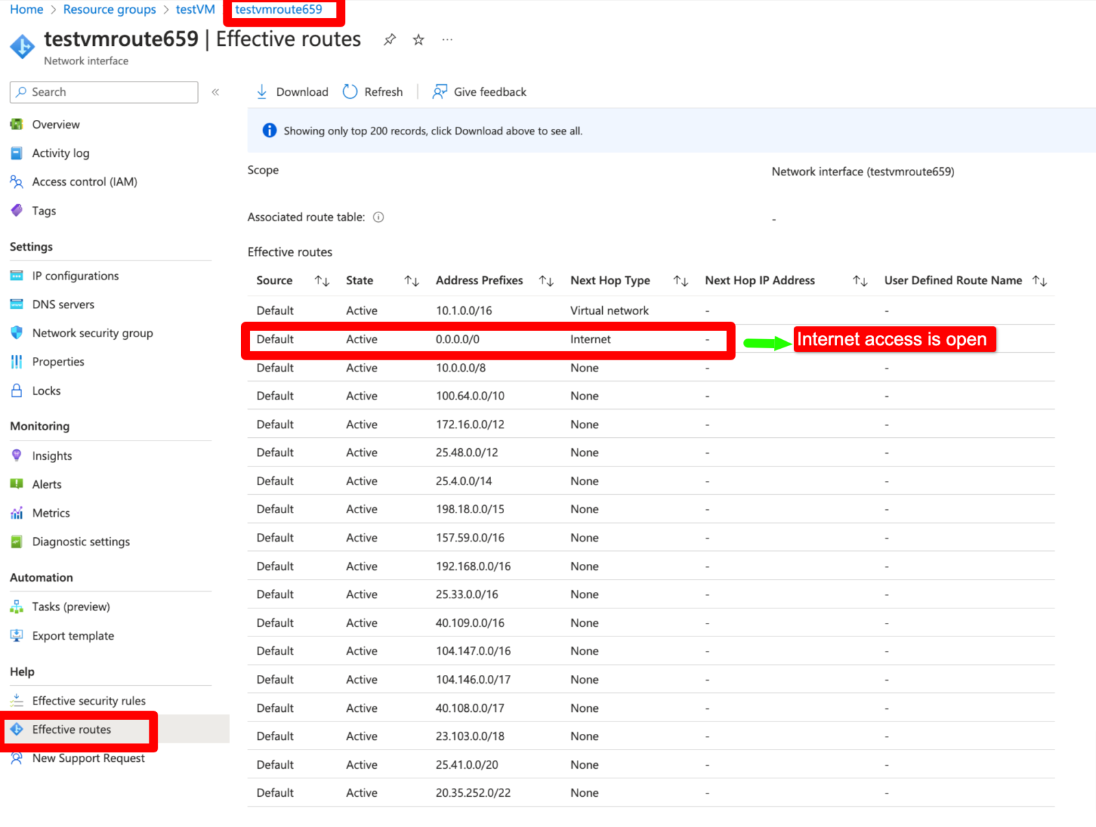 How to Block the internet in VM using custom defined routes – BLOG