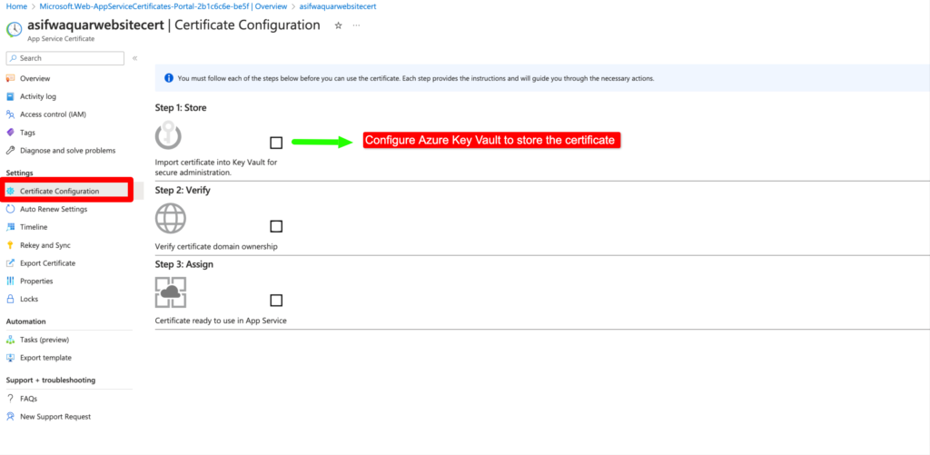 Export An App Service Certificate From Azure Key Vault And Setup