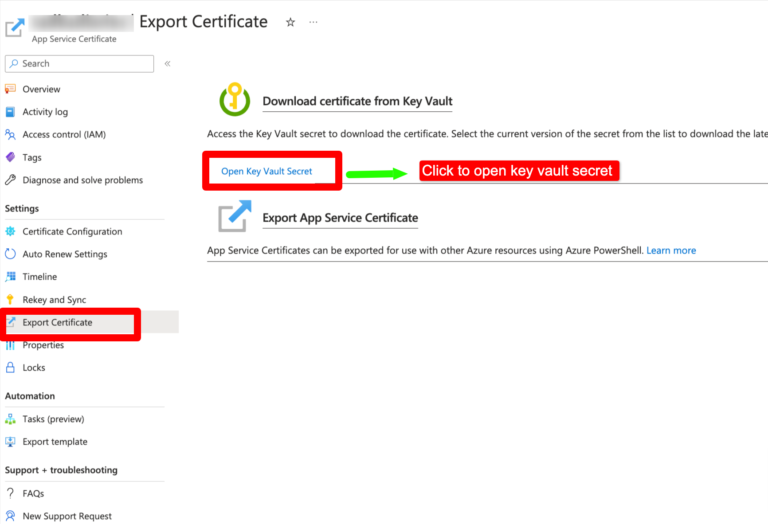 Export An App Service Certificate From Azure Key Vault And Setup