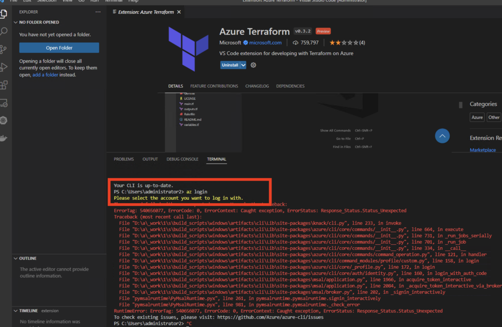 az login not working or authentication issue in VS Code using azure-cli ...